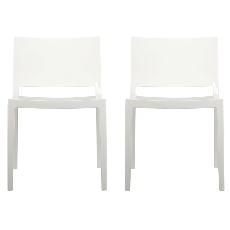 Ensemble de 2 chaises Kartell Lizz blanches en blanc par Piero Lissoni ...