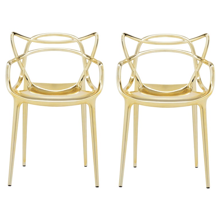 Set of 2 Kartell Masters Chairs in Gold by Philippe Starck and Eugeni ...