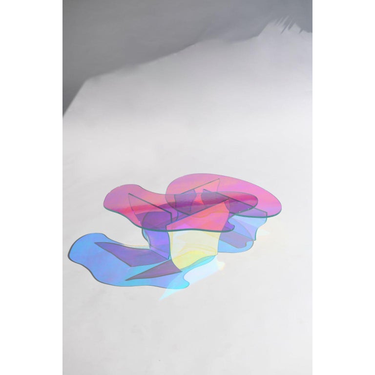 Set of 2 Kinetic Colors Glass Table by Brajak Vitberg For Sale at 1stDibs