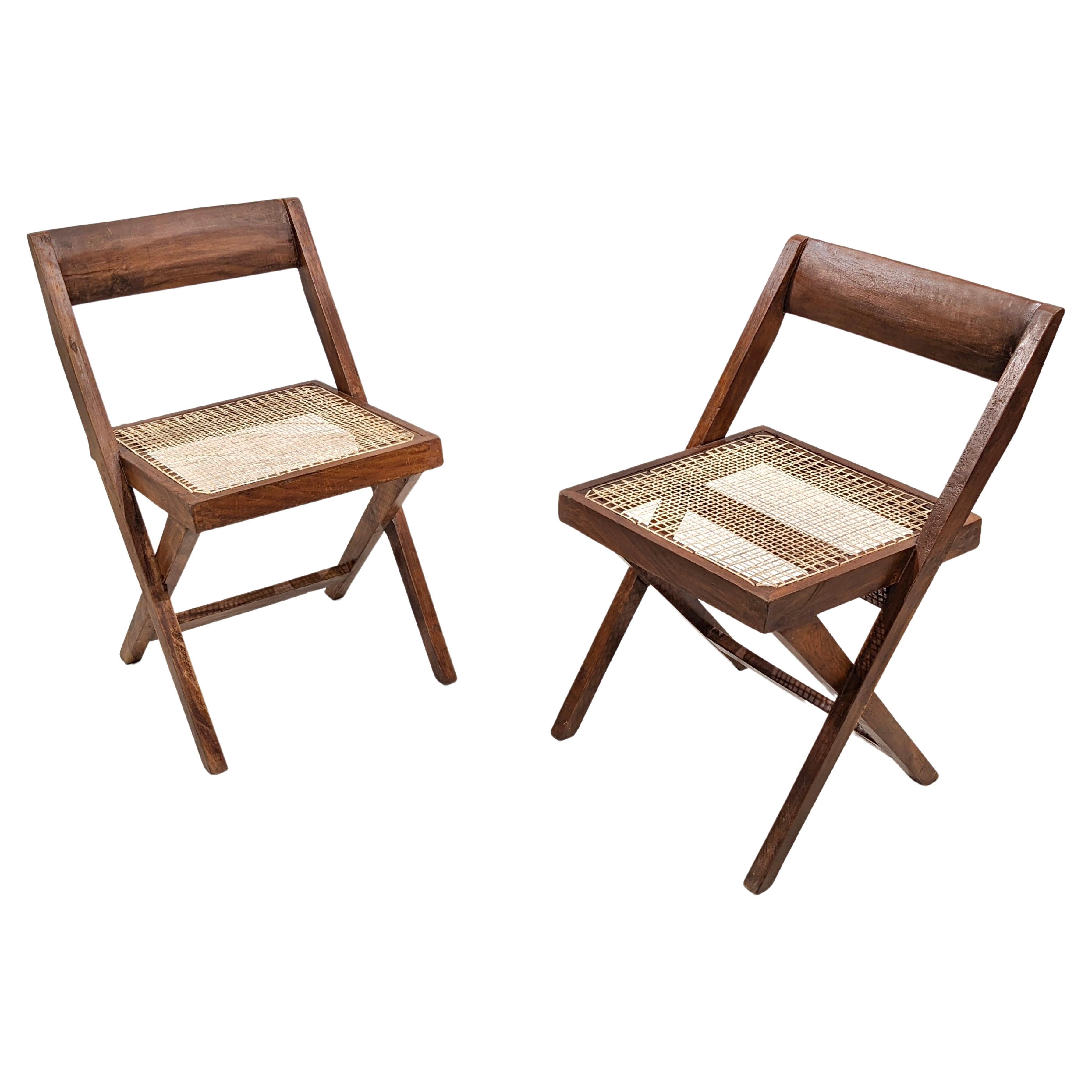Pierre Jeanneret Unique Set of 12 Library Chairs with Original ...