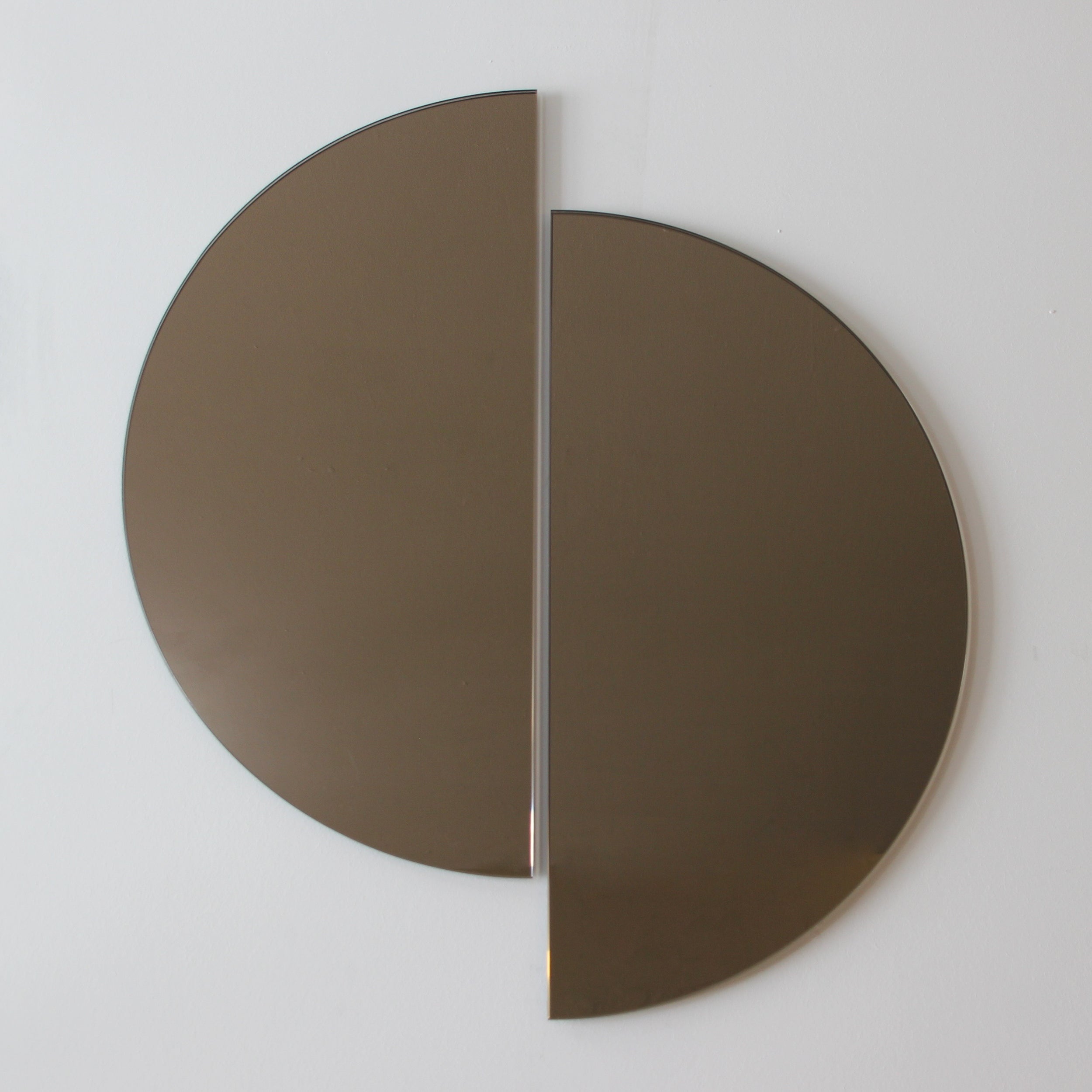 Set of 2 Luna Half-Moon Semi-circular Frameless Contemporary Mirrors ...
