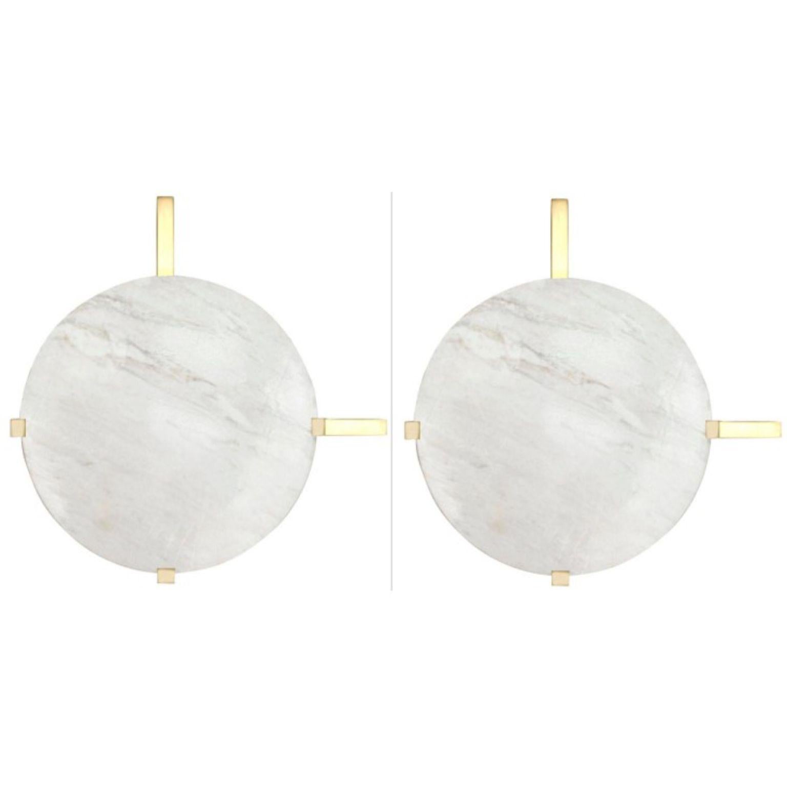 Set of 2 Marble Disc Wall Lights by Square in Circle For Sale at 1stDibs