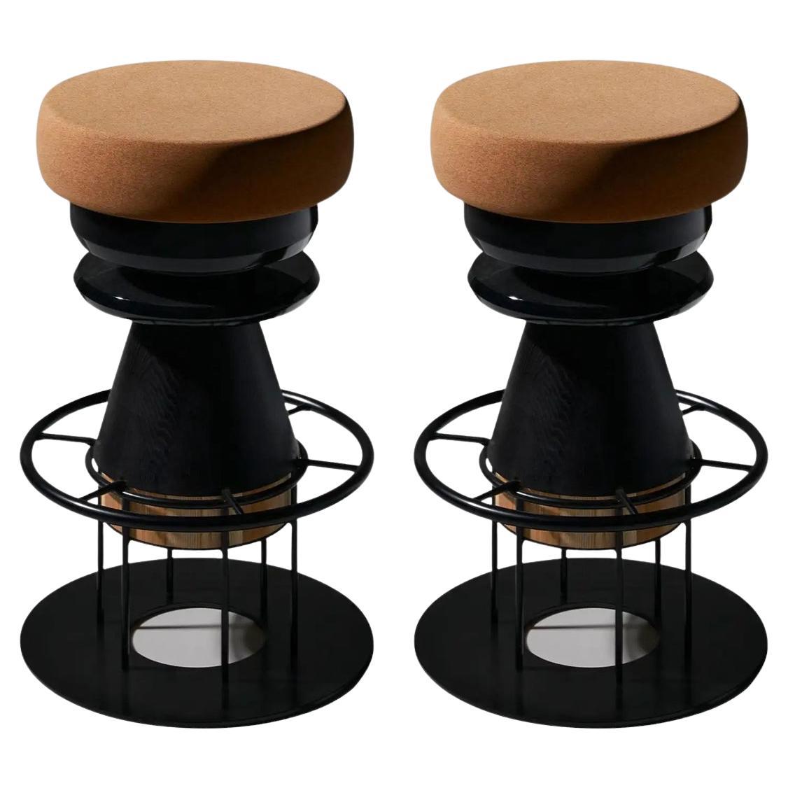 Low Black Tembo Stool, Note Design Studio For Sale at 1stDibs