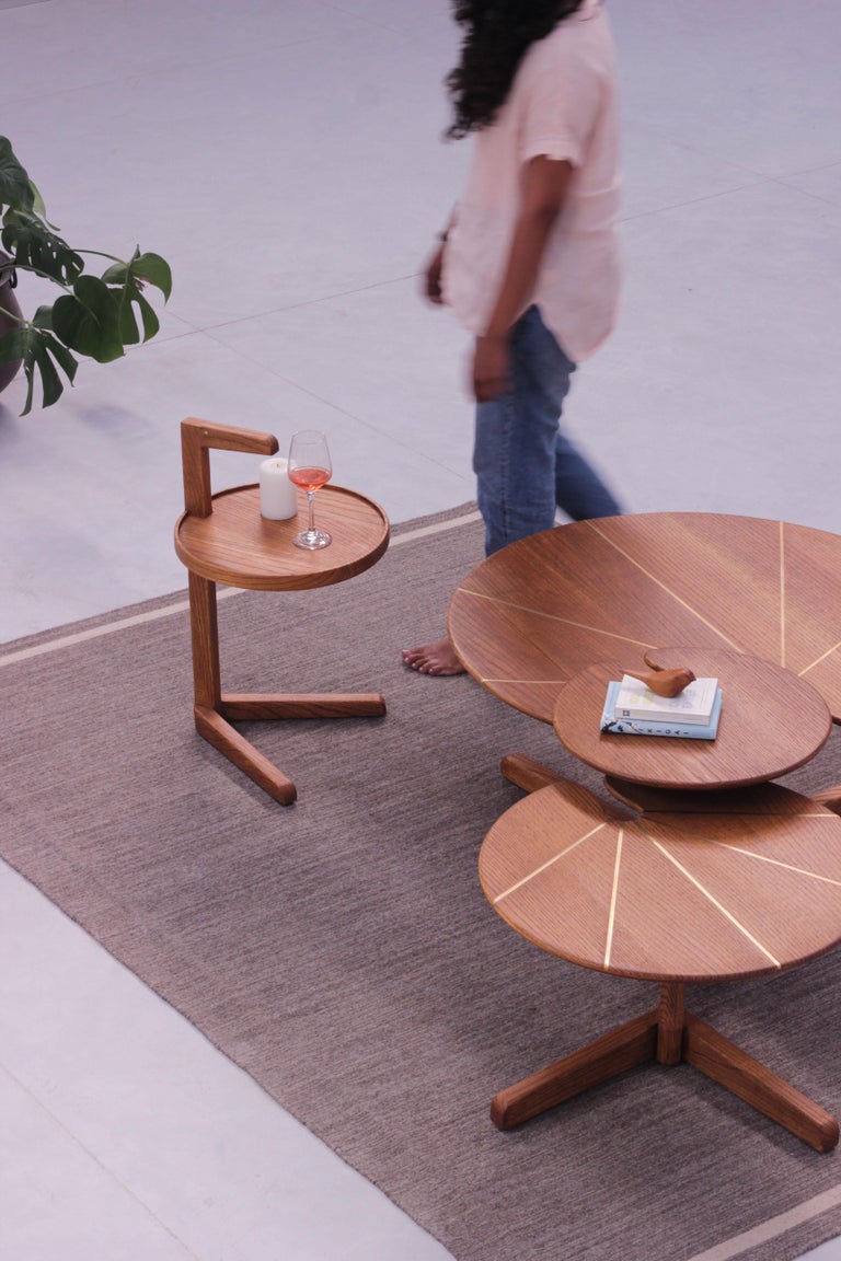 Set of 2 Mid-century Modern Solid Oak Flamingo Side/Serving Tables with ...