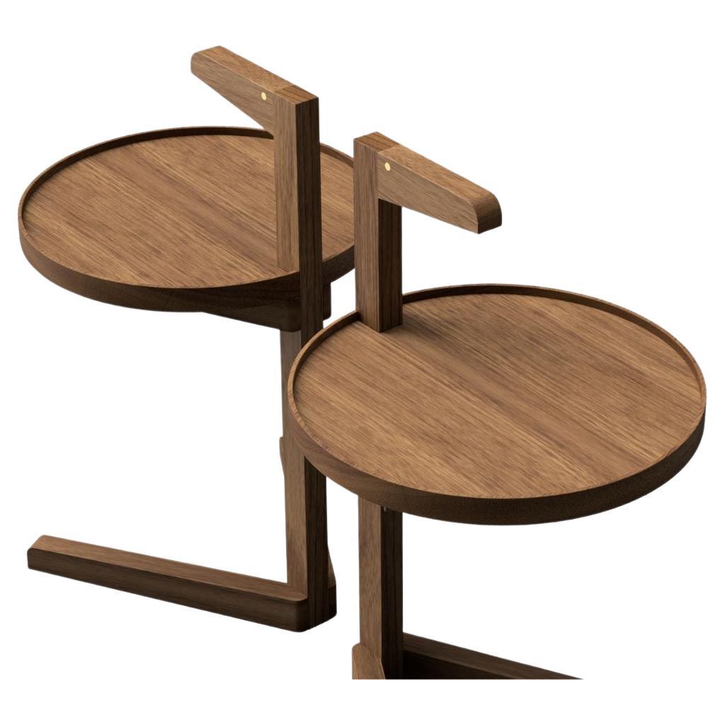 Set of 2 Mid-Century Modern Solid Wood Oak End/Side Serving Table with ...