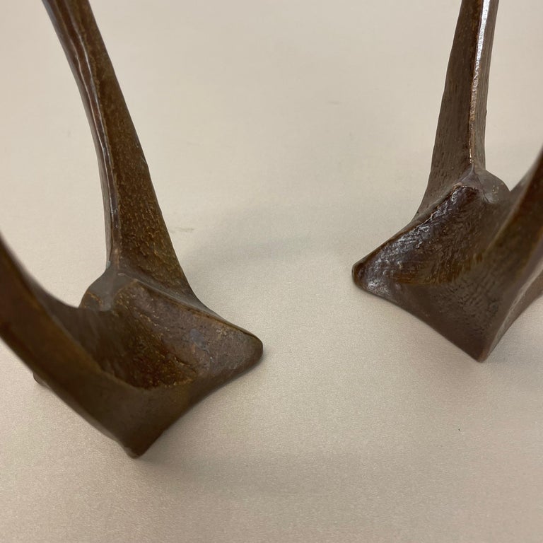 set of 2 Midcentury Brutalist Bronze Candleholder, Michael Harjes ...