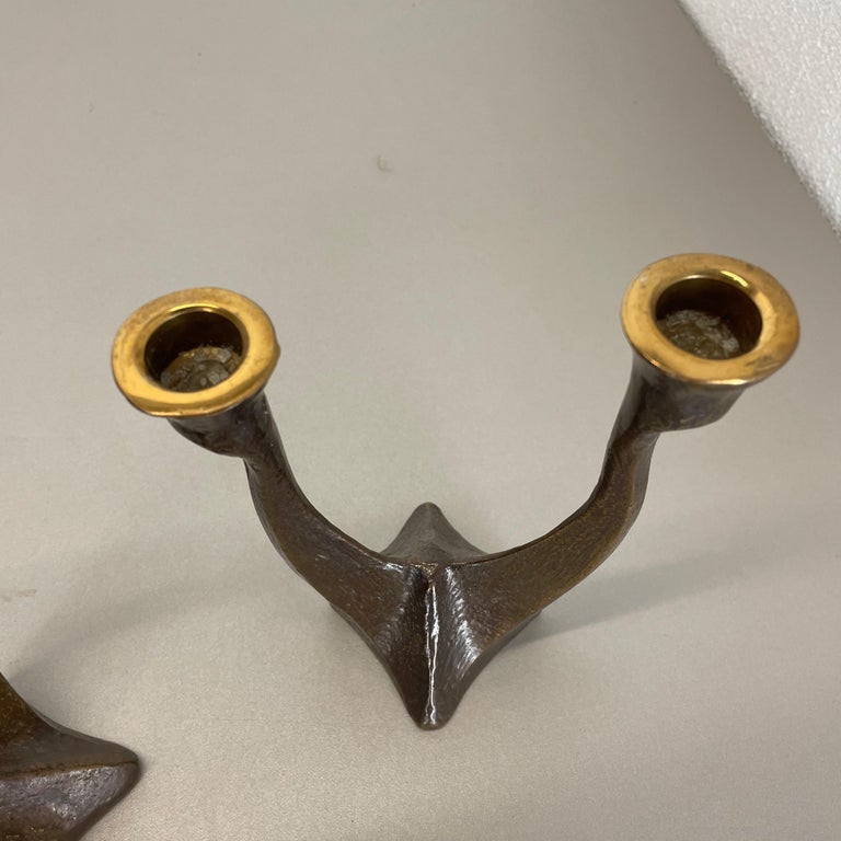 set of 2 Midcentury Brutalist Bronze Candleholder, Michael Harjes ...
