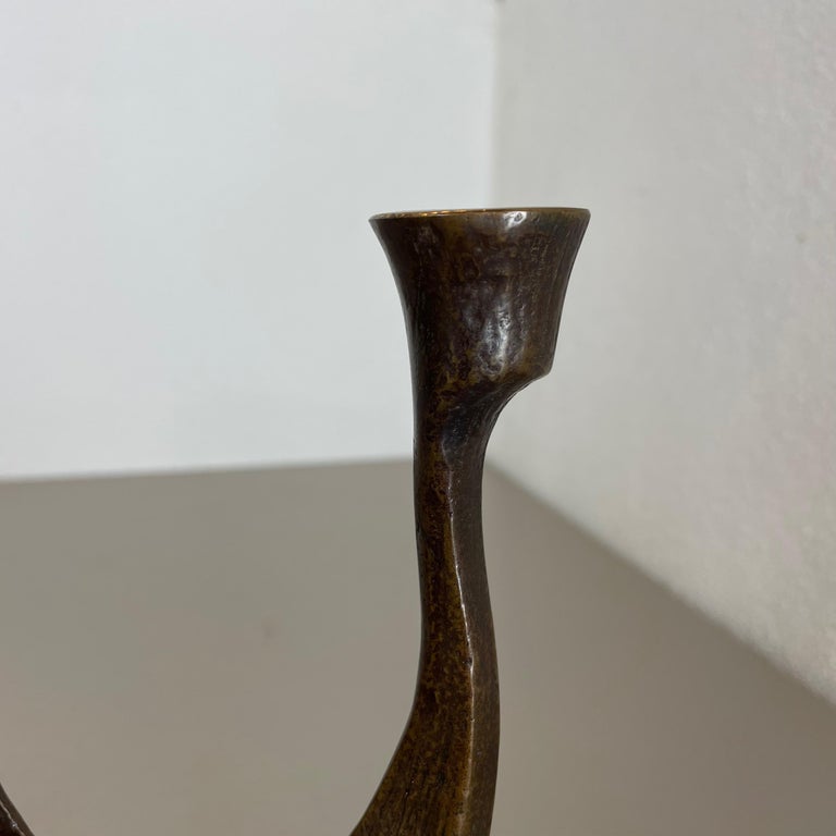 set of 2 Midcentury Brutalist Bronze Candleholder, Michael Harjes ...