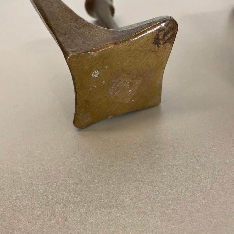 set of 2 Midcentury Brutalist Bronze Candleholder, Michael Harjes ...
