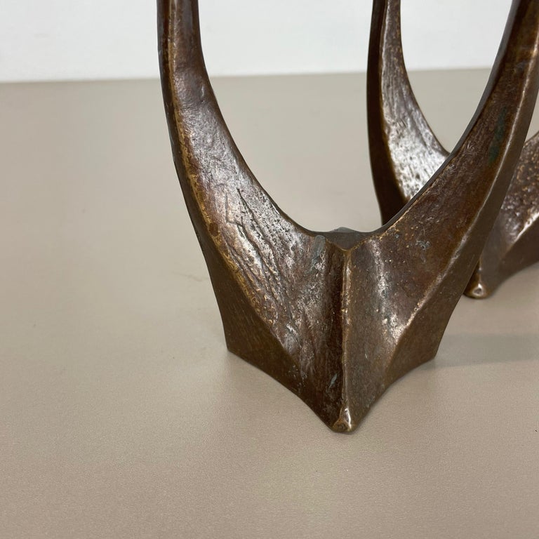 set of 2 Midcentury Brutalist Bronze Candleholder, Michael Harjes ...