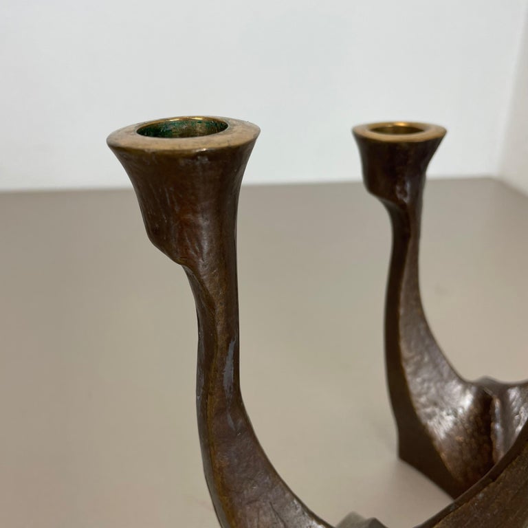 set of 2 Midcentury Brutalist Bronze Candleholder, Michael Harjes ...