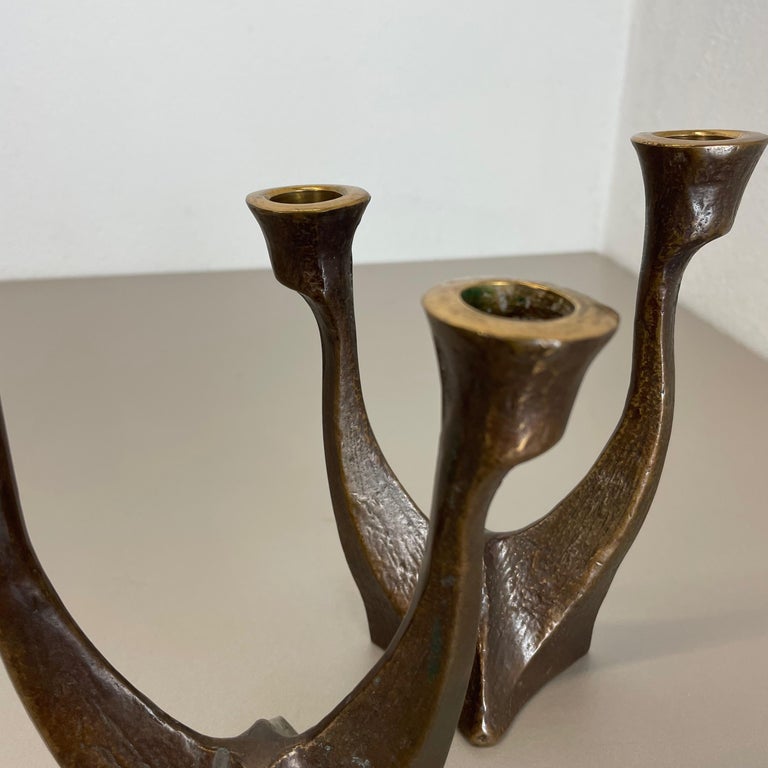 set of 2 Midcentury Brutalist Bronze Candleholder, Michael Harjes ...