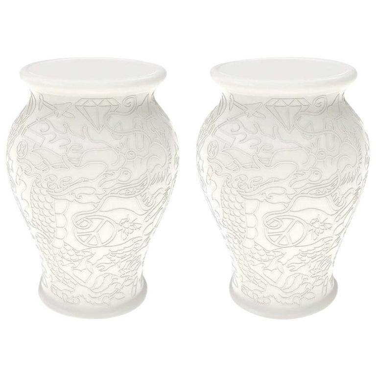 Set of 2 Ming White Stool or Side Tables by Studio Job For Sale at 1stDibs