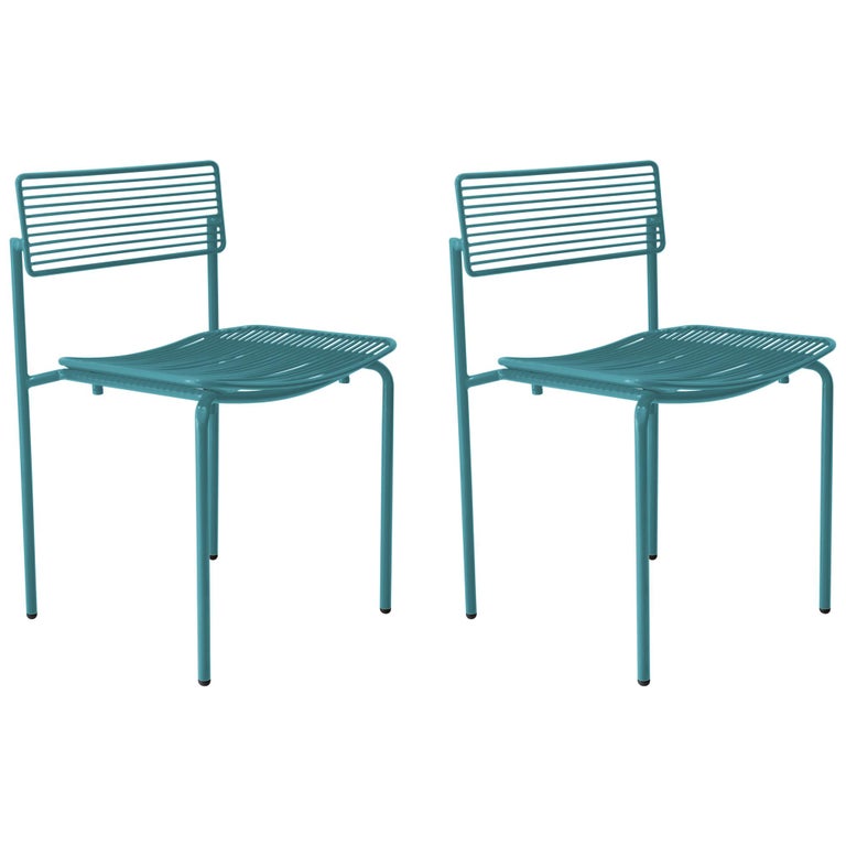 Set of 2 Minimalist Modern Stacking Rachel Chairs in Peacock Blue For ...