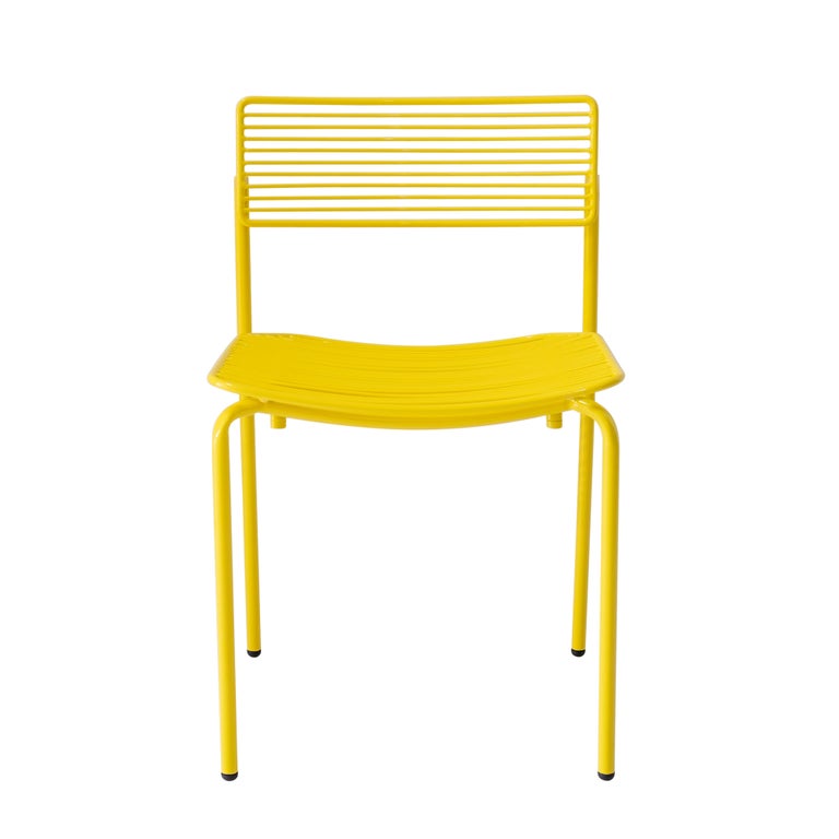 Set of 2 Minimalist Modern Stacking Rachel Chairs in Yellow For Sale at ...