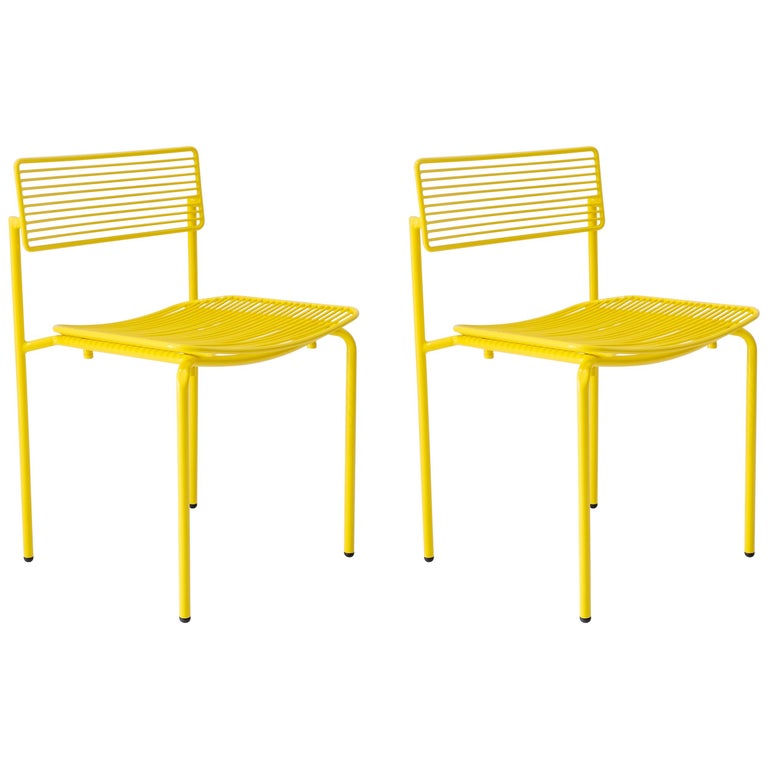 Set of 2 Minimalist Modern Stacking Rachel Chairs in Yellow For Sale at ...