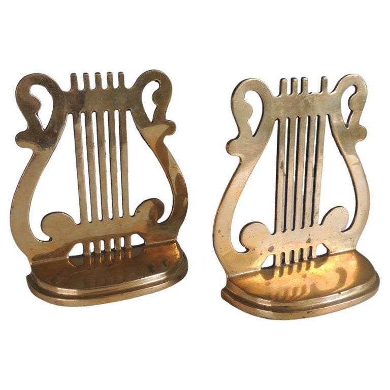 Set of (2) Music Staff Brass Bookends For Sale at 1stDibs