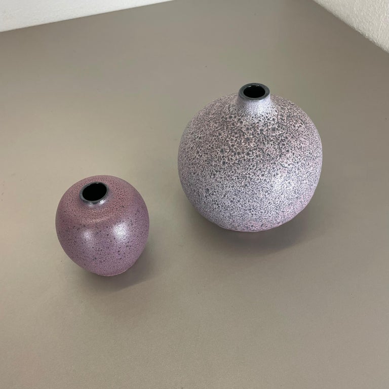 Set of 2 Pink Purple Ceramic Pottery Vase Objects by Römhild, GDR ...