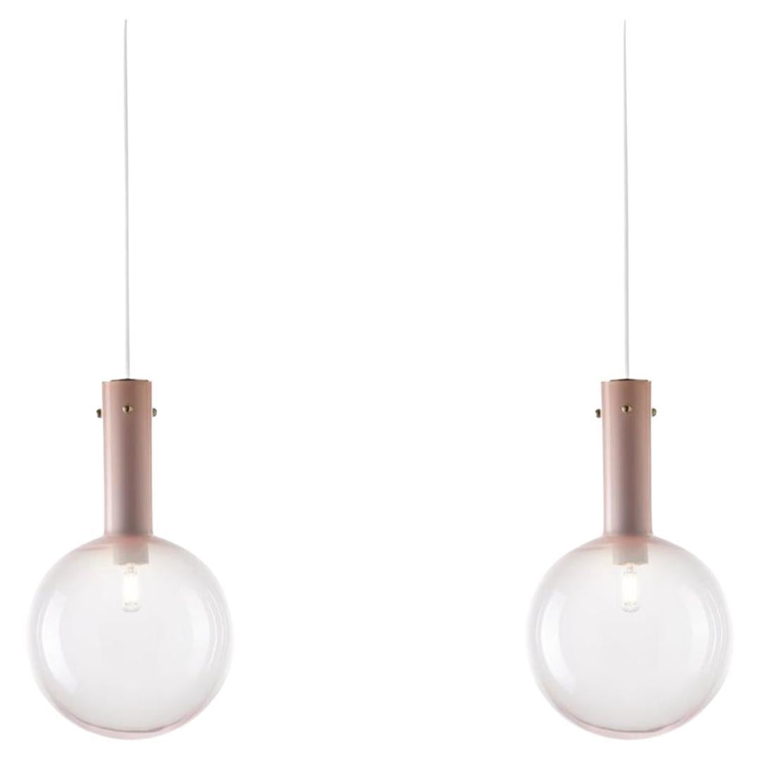 Flamingo Pink Blown Crystal Glass Pendant, Phenomena by Dechem Studio for Bomma For Sale at 1stDibs