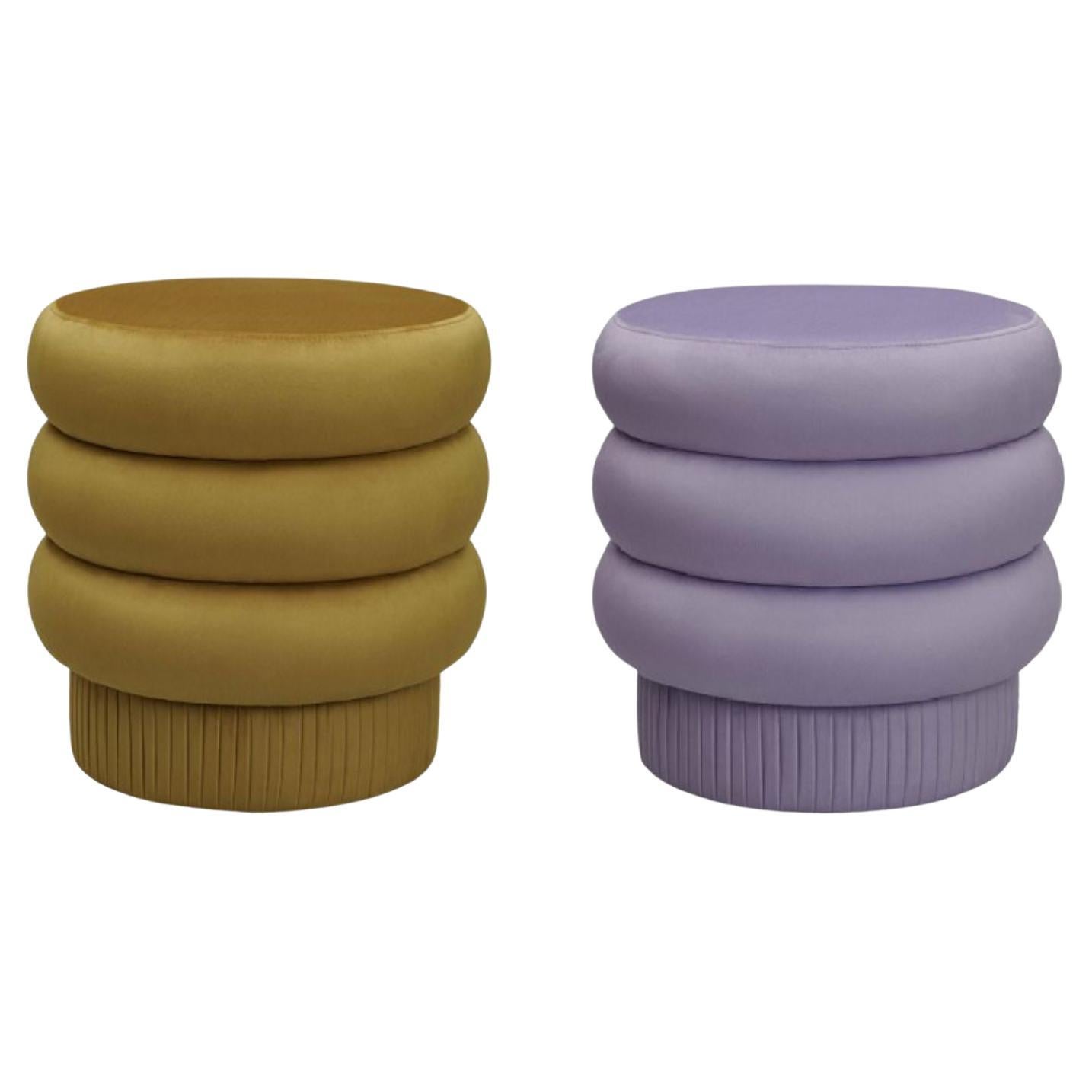 Set of 2 Woody Poufs by Houtique For Sale at 1stDibs