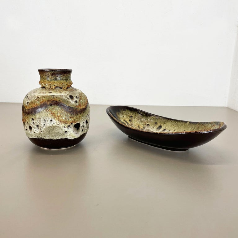Set of 2 Pottery Elements Fat Lava Abstract Designed by Ruscha, Germany ...