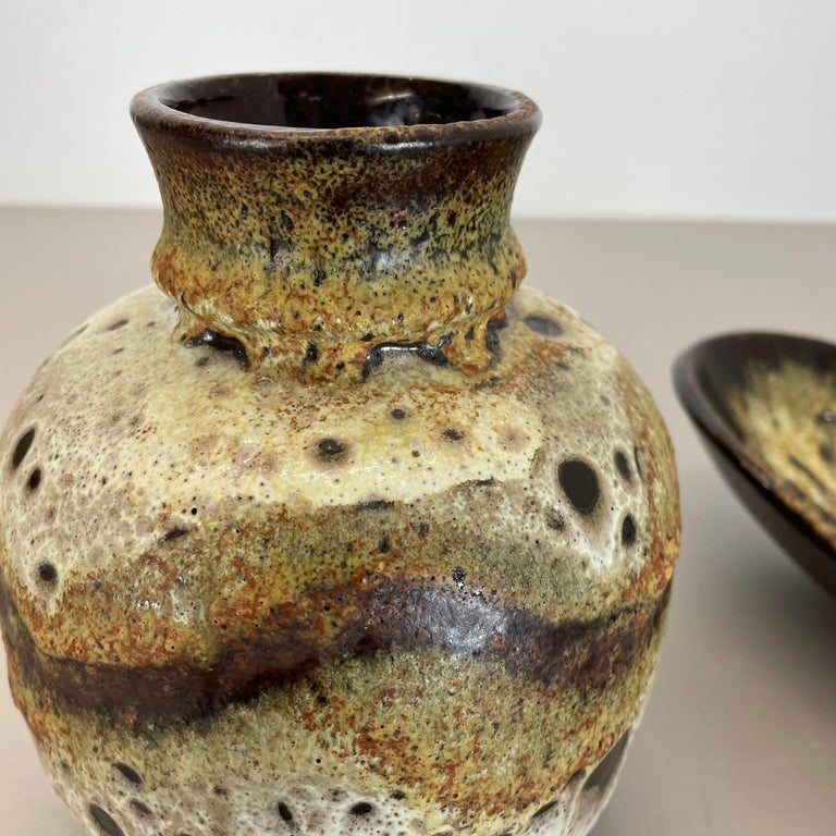 Set of 2 Pottery Elements Fat Lava Abstract Designed by Ruscha, Germany ...