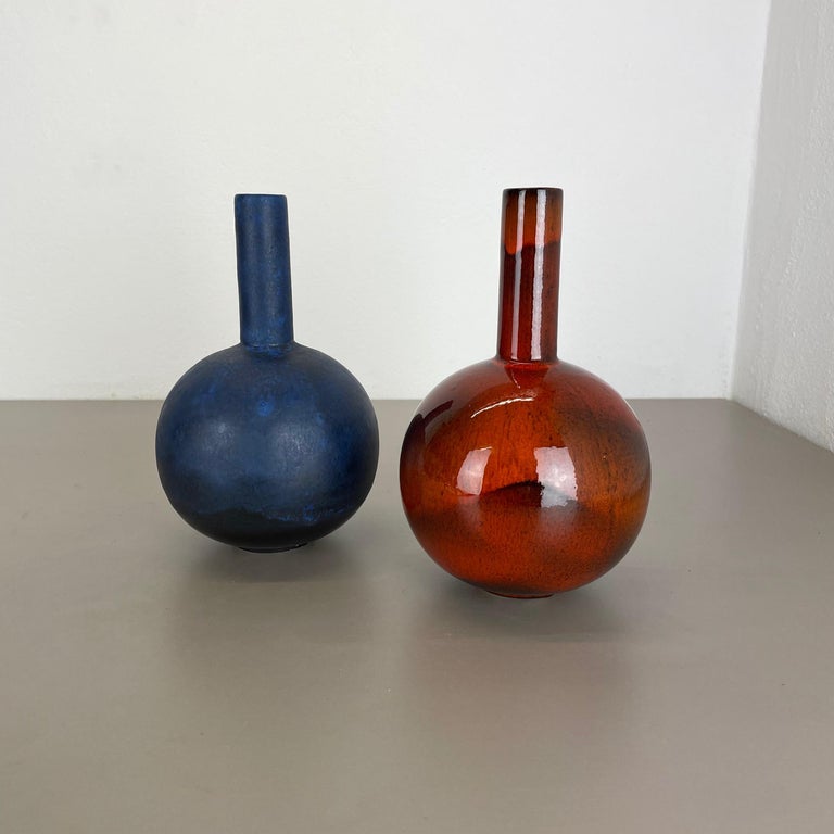 Set of 2 Pottery Vases Fat Lava Abstract Designed by Ruscha, Germany ...
