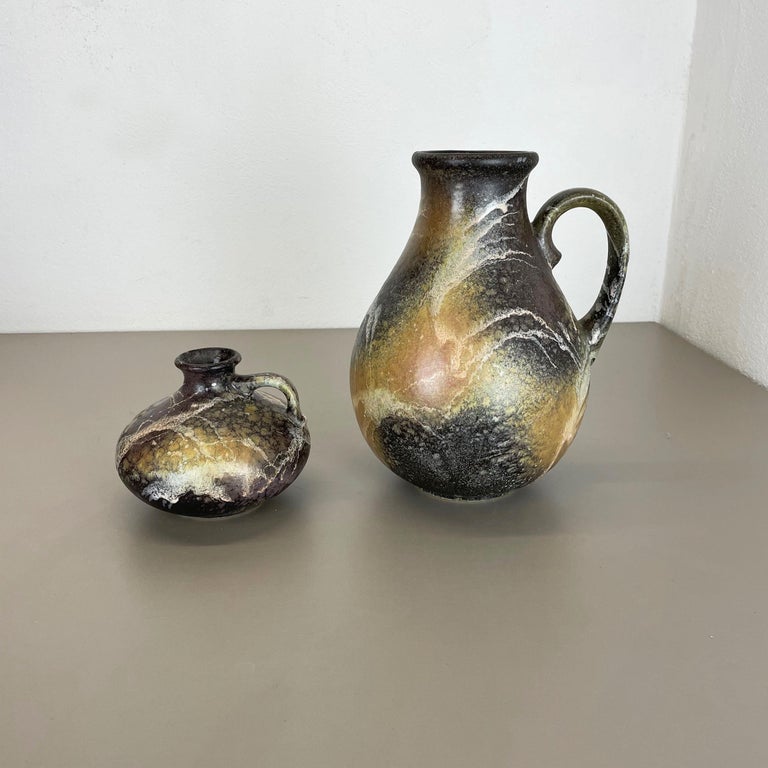 Set of 2 Pottery Vases Fat Lava Abstract Made by Ruscha, Germany, 1960s ...