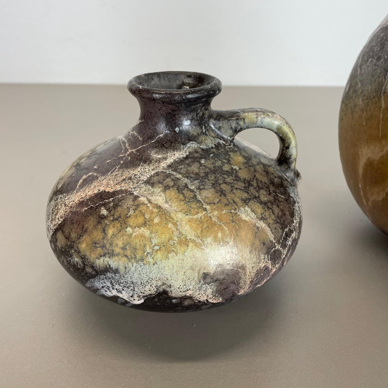 Set of 2 Pottery Vases Fat Lava Abstract Made by Ruscha, Germany, 1960s ...