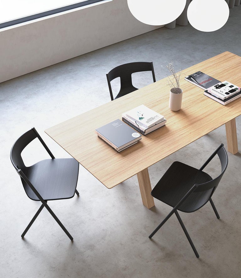 Viccarbe Set of 2 Quadra Chair, Matt Oak, Stackable by Mario Ferrarini ...