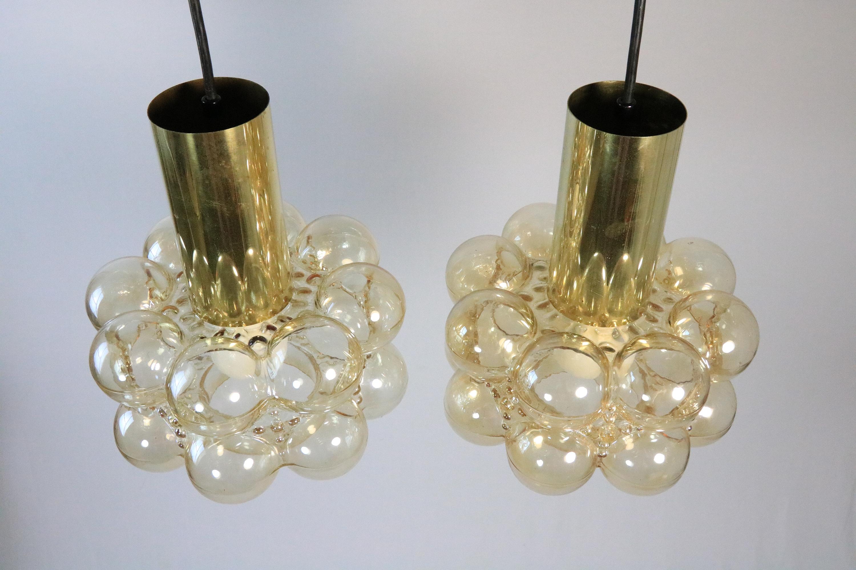 Set of 2 Rare Bubble Glass Hanging Lamps by Helena Tynell for LIMBURG ...