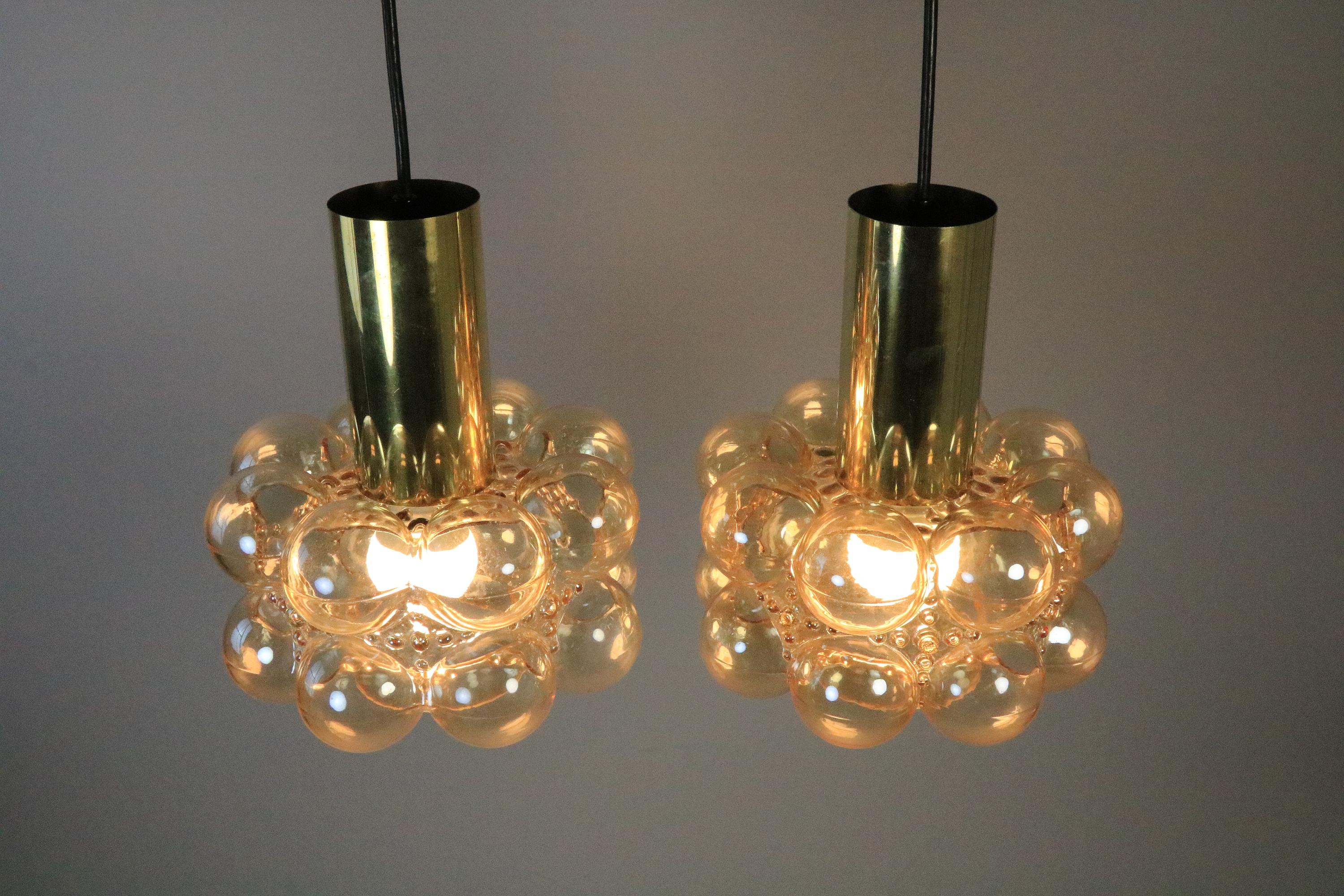 Set of 2 Rare Bubble Glass Hanging Lamps by Helena Tynell for LIMBURG ...