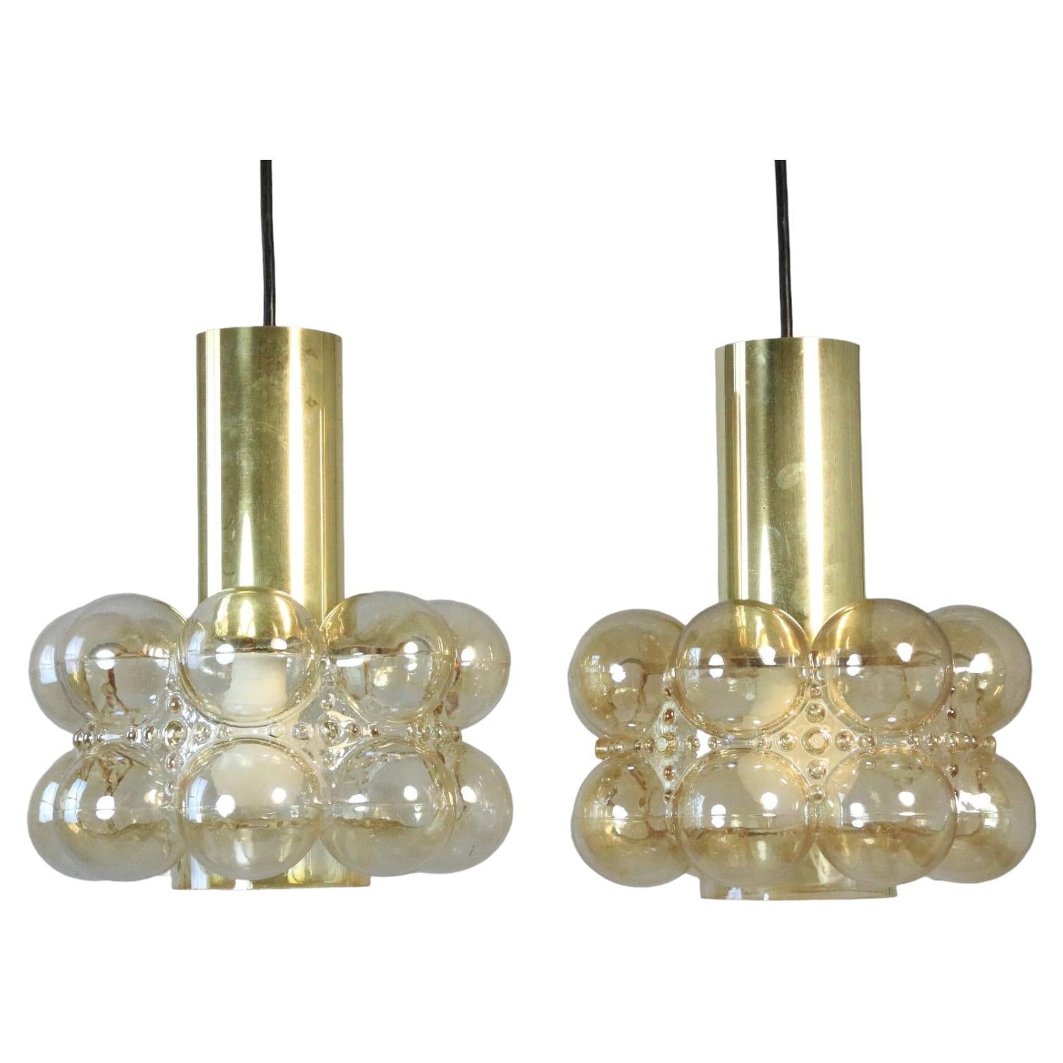 Set of 2 Rare Bubble Glass Hanging Lamps by Helena Tynell for LIMBURG ...