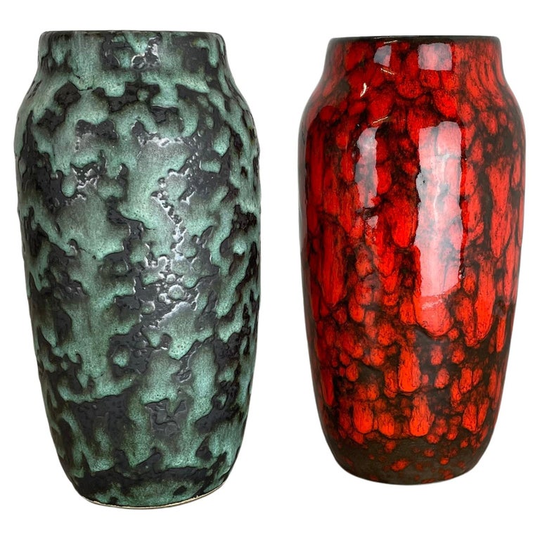 Set of 2 Rare Super Color Crusty Fat Lava Vases by Scheurich, Germany ...