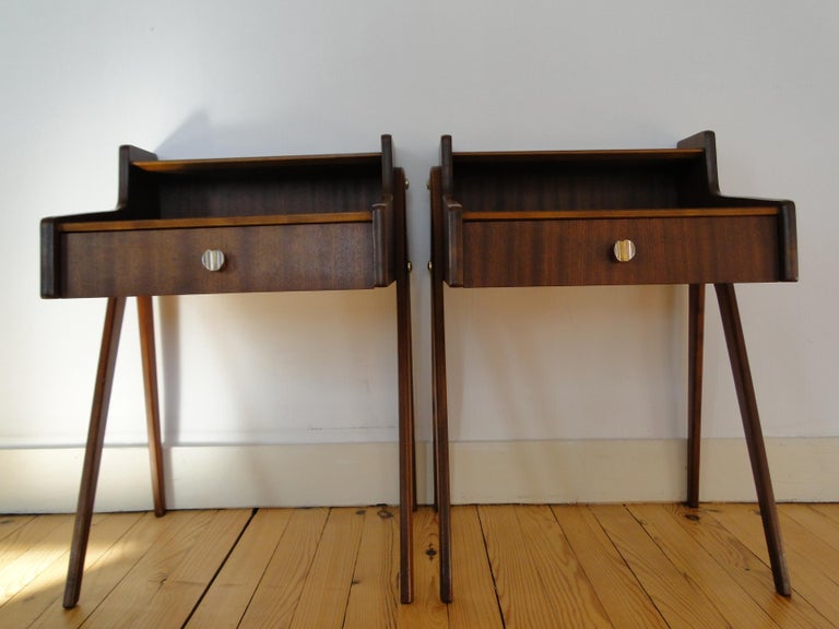 Set of 2 Retro Teak Bedside Tables Sweden Mid-Century For Sale at 1stDibs