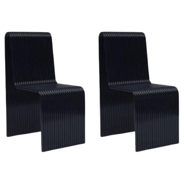 Customizable Matte Black Modern Ribbon Plastic Dining or Side Chair Set ...