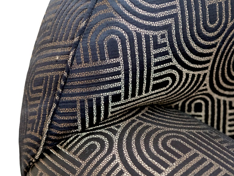 Set of 2 Roundish Art Deco Club Chairs in Black Lacquer with Art Deco ...