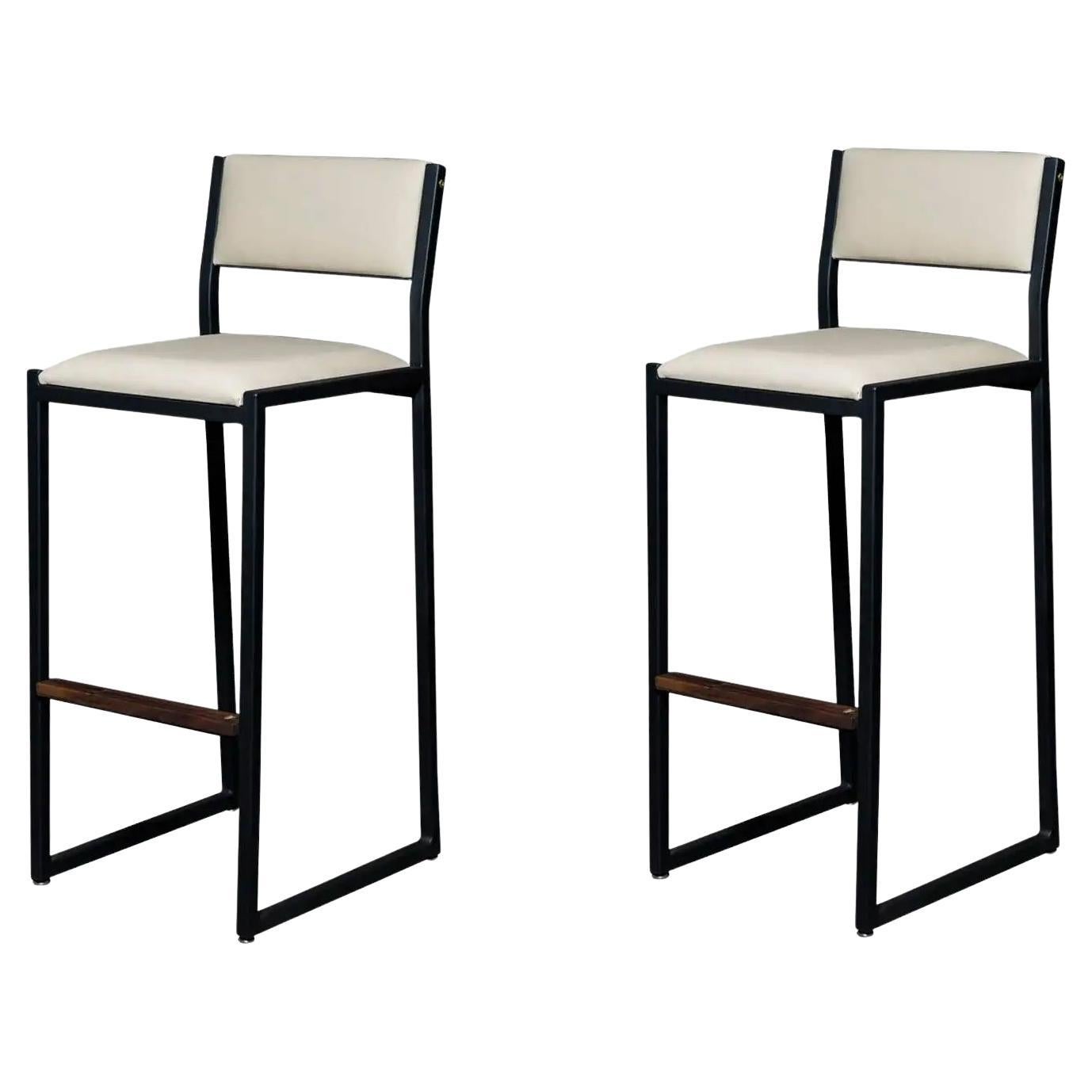 'Set of 4' Shaker Counter stools by Ambrozia, Walnut, Black Steel ...