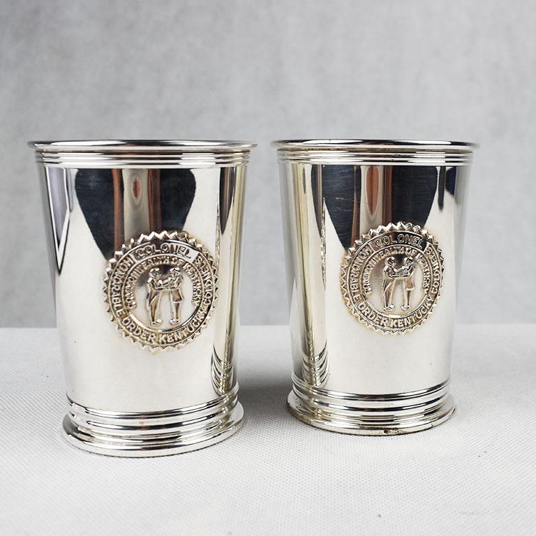 Set of 2 Silver Plate Engraved Kentucky Colonels Mint Julep Cups 1982 ...