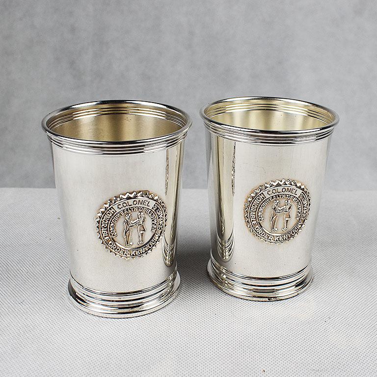 Set of 2 Silver Plate Engraved Kentucky Colonels Mint Julep Cups 1982 ...