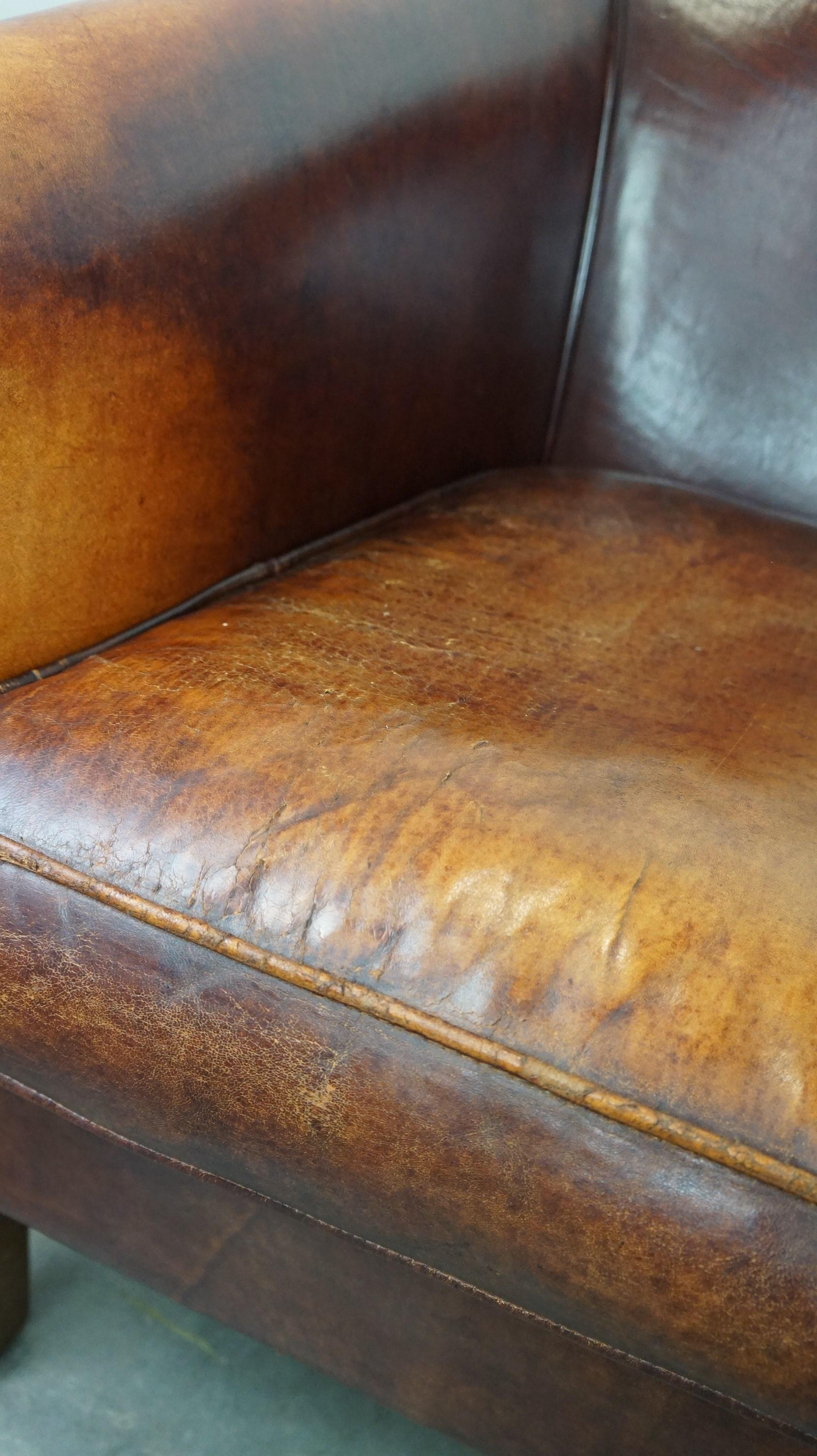 Set of 2 sleek, subtle sheep leather design club chairs with great ...