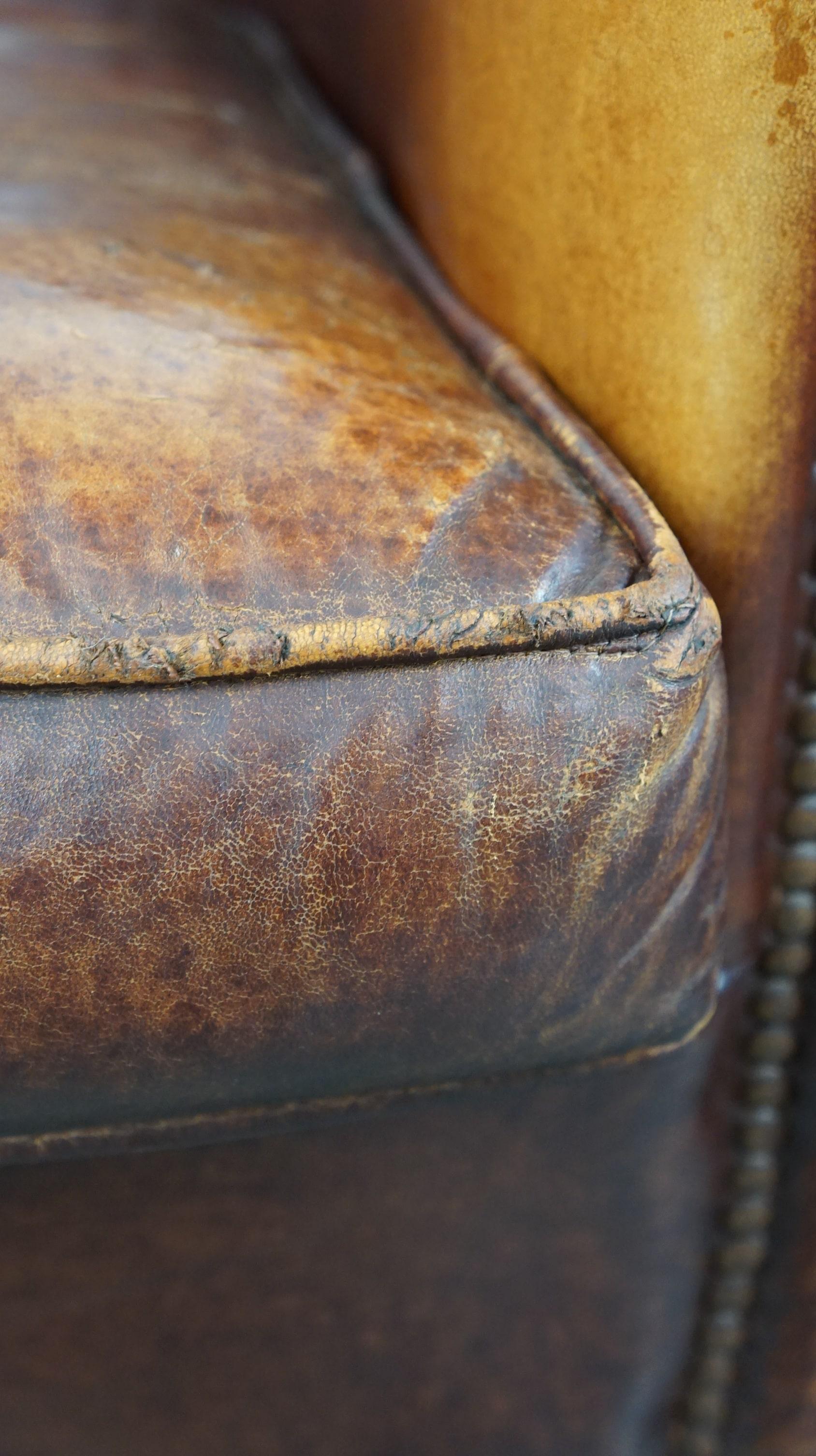 Set of 2 sleek, subtle sheep leather design club chairs with great ...