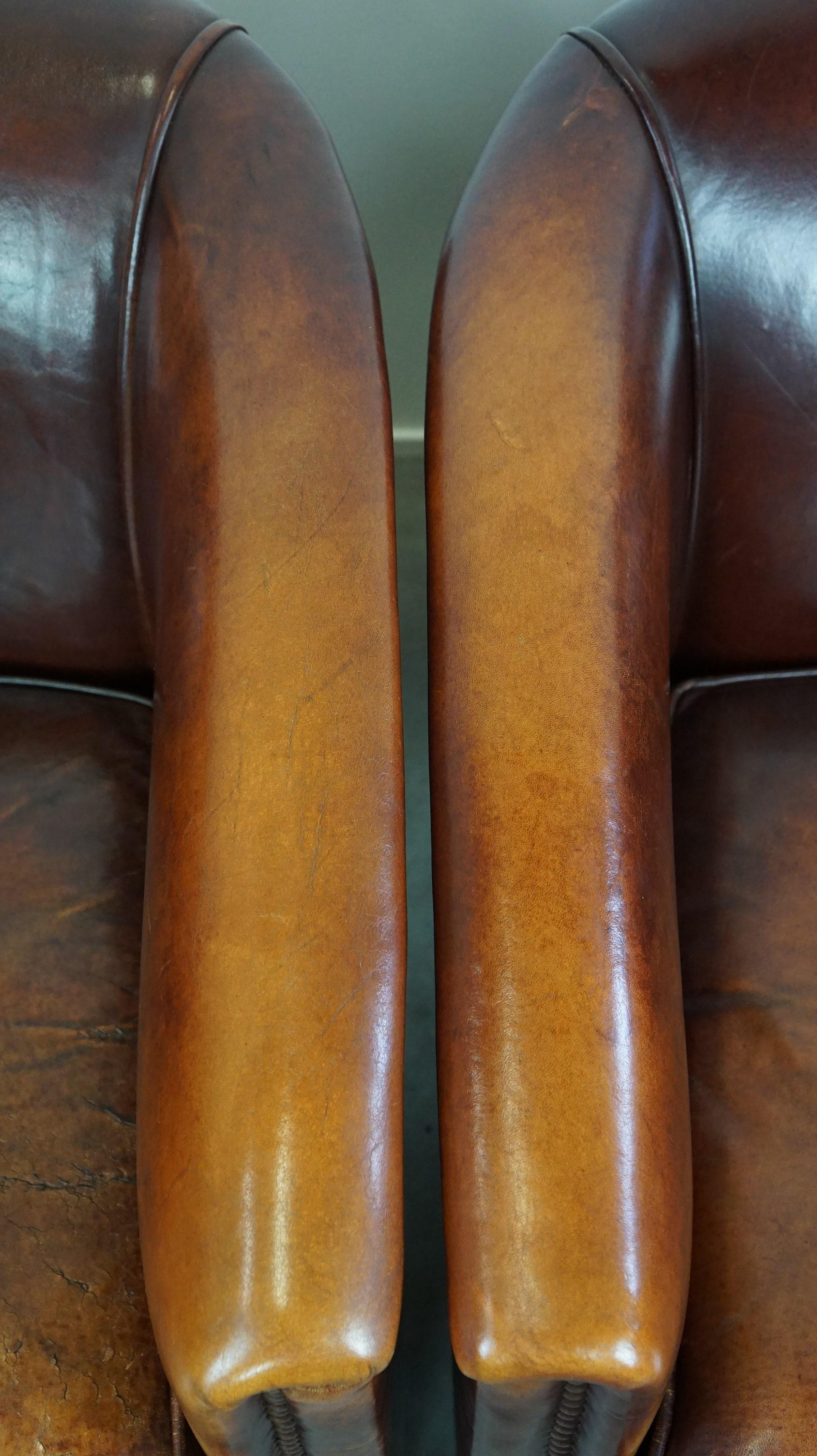Set of 2 sleek, subtle sheep leather design club chairs with great ...
