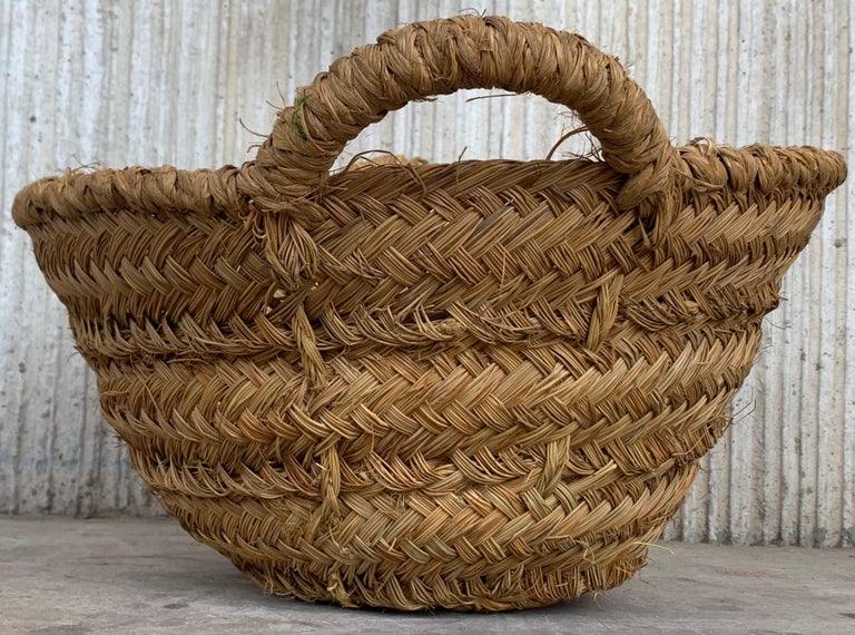 Set of 2 Spanish Woven Wicker Olive Grape Harvest Basket For Sale at ...