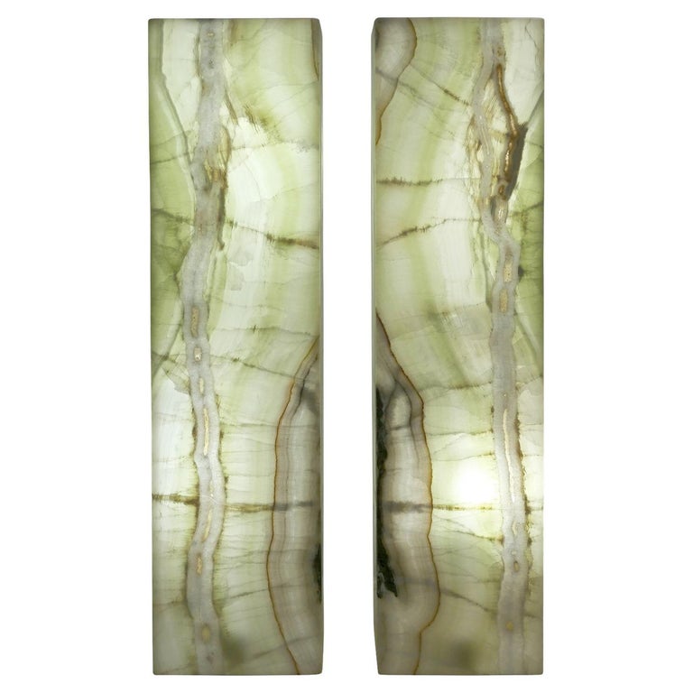 Set of 2 Tall Natural Onyx Table Lamps For Sale at 1stDibs