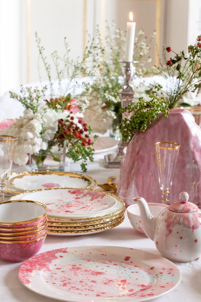 Contemporary Set of 2 Tea Plates Hand Painted Porcelain Tableware For ...