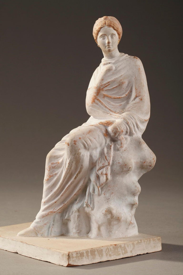 Set of 2 Terracotta Figurines in Tanagra Figurine Style at 1stDibs