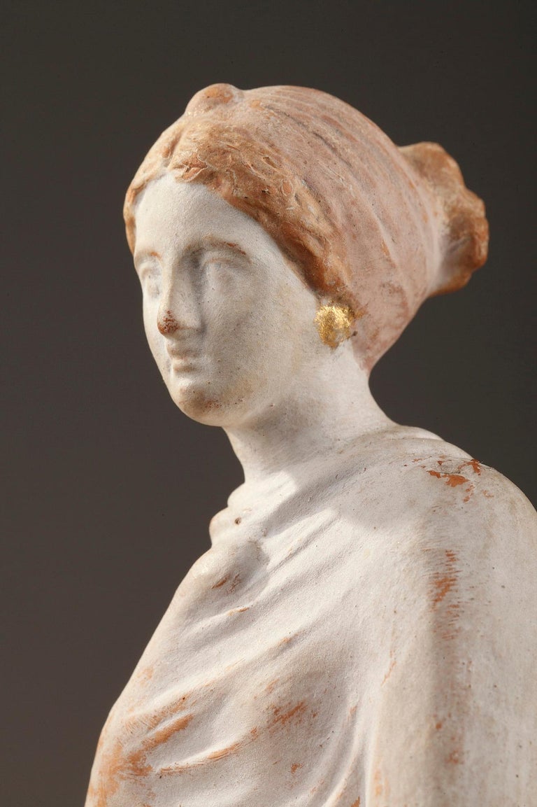 Set of 2 Terracotta Figurines in Tanagra Figurine Style at 1stDibs