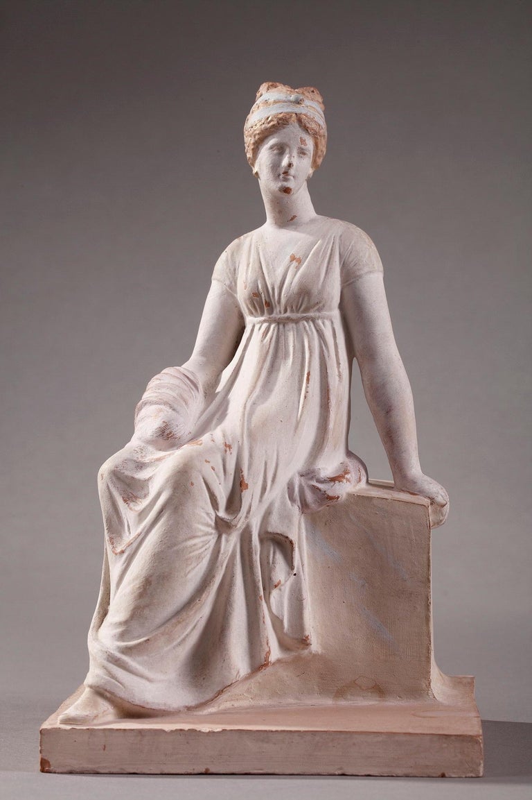 Set of 2 Terracotta Figurines in Tanagra Figurine Style at 1stDibs