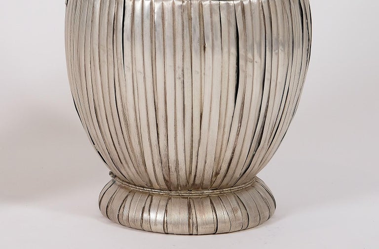 Set of 2 Vavassori Amphoras made in Green Crystal and Sterling Silver ...